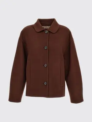 Marni Single-breasted Short Wool Coat With Classic Collar - Cocoa