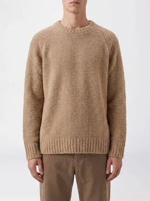 LANEUS Recycled Wool Blend Crewneck Jumper With Ribbed Trims - Camel