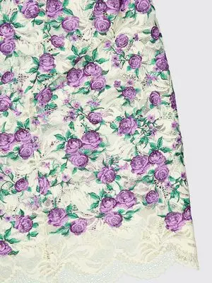 Rabanne Floral Print Long Dress With Lace Inserts On The Neckline