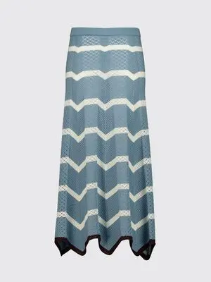 La DoubleJ Chevron Pattern Cotton-knit Pencil Midi Skirt - Blue