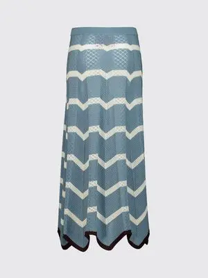 La DoubleJ Chevron Pattern Cotton-knit Pencil Midi Skirt - Blue