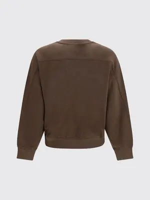 Maison Kitsuné Crewneck Cotton Sweatshirt With Applied Logo Patch - Brown