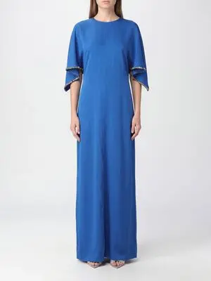 Stella McCartney Long Satin Caftan With Embroidery And Kimono Sleeves