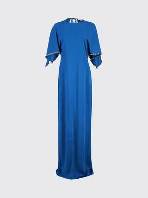 Stella McCartney Long Satin Caftan With Embroidery And Kimono Sleeves