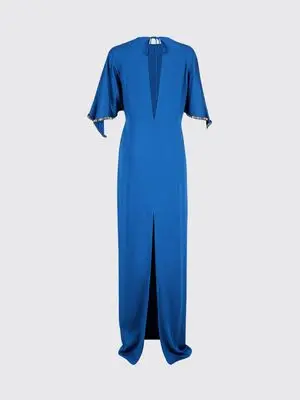 Stella McCartney Long Satin Caftan With Embroidery And Kimono Sleeves