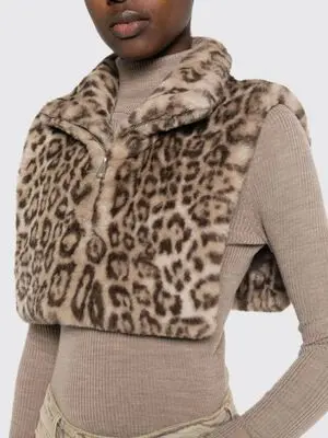 Apparis High-neck Snood In Animal Print Faux Fur With Zip Closure - Multicolor