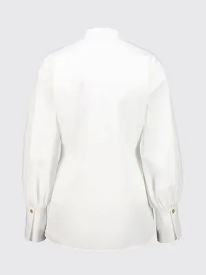 Balmain Cotton Poplin Shirt With Balloon Sleeves And A Mandarin Collar