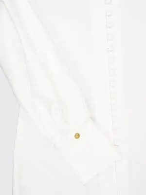 Balmain Cotton Poplin Shirt With Balloon Sleeves And A Mandarin Collar
