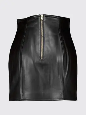 Balmain High-waisted Slim Fit Lambskin Leather Pencil Mini Skirt