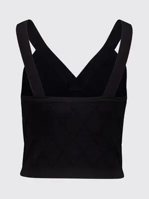 Balmain Cropped Knit Top With V-neck And Decorative Buttons
