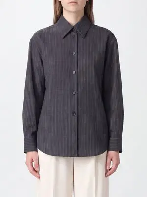 JIL SANDER Striped Cotton Regular Fit Shirt With French Collar - Grey