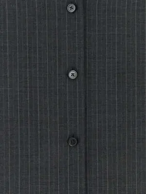 JIL SANDER Striped Cotton Regular Fit Shirt With French Collar - Grey