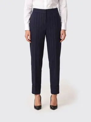 Liu Jo Pinstriped Straight-leg Crêpe Trousers With Mid-rise - Blue