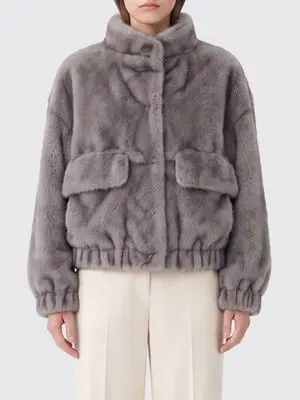 Liu Jo High-neck Faux Fur Jacket With Dropped Shoulders - Grey