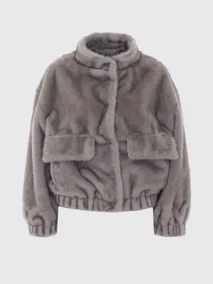 Liu Jo High-neck Faux Fur Jacket With Dropped Shoulders - Grey