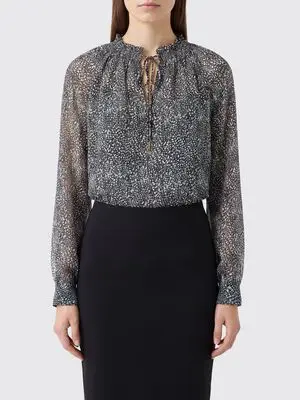 Michael Kors Abstract Print Georgette Long-sleeved Blouse - Grey
