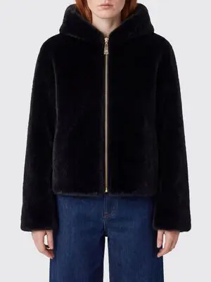Liu Jo Hooded Faux Fur Jacket With Zip Closure - Black