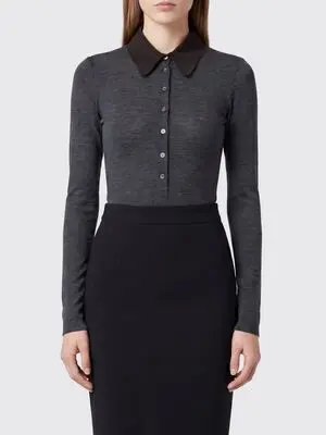 Pinko Slim Fit Wool Blend Long-sleeved Polo Top With Buttons