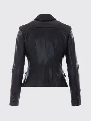Elisabetta Franchi Slim Fit Leather Blazer With Peak Lapels