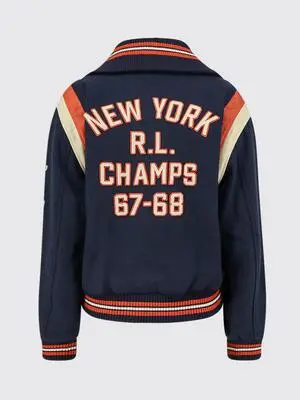Polo Ralph Lauren Cropped Wool-blend Varsity Bomber Jacket With Patches