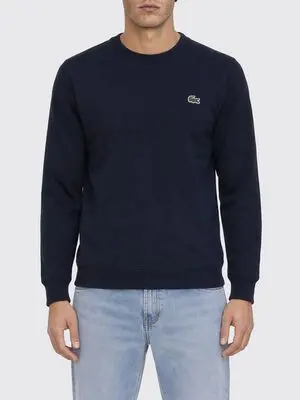Lacoste Crewneck Cotton-blend Jumper With Contrast Logo - Navy