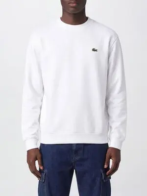 Lacoste Crewneck Cotton-blend Jumper With Contrast Logo White