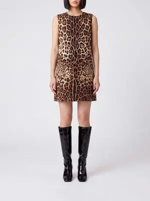 Dolce & Gabbana Animal Print Silk Mini Sheath Dress