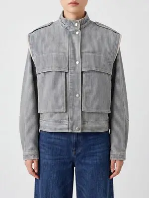 Isabel Marant Étoile Edany Striped High-neck Denim Jacket - Blue
