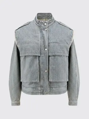 Isabel Marant Étoile Edany Striped High-neck Denim Jacket - Blue