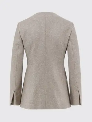 Max Mara Single-breasted Blazer In 100% Cashmere With Crewneck - Beige