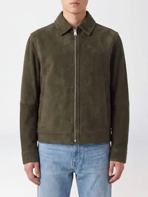 BOSS Suede Sheepskin Jacket With Zip Closure - Green