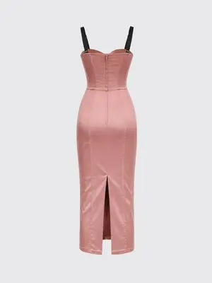 Dolce & Gabbana Midi Corset Dress In Silk With Sweetheart Neckline