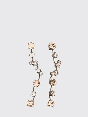 FORTE_FORTE Pendant Earrings In Brass With Embroidered Crystals - Pink