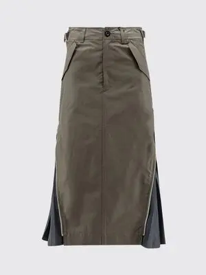 Sacai High-waisted A-line Cotton Midi Skirt With Flap Pockets - Blue
