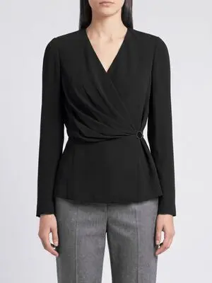 Chloé Draped V-neck Long-sleeved Viscose Blouse
