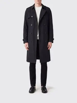 BOSS Double-breasted Cotton Knee-length Trench Coat With Belt And Epaulettes - Black