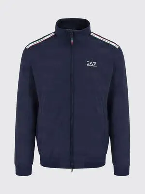 EA7 High Neck Technical Fabric Zip-up Sweatshirt With Side Bands