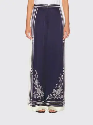 ALEMAIS Banderra High-waisted Floral-print Silk Palazzo Trousers - Ink