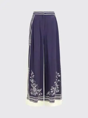 ALEMAIS Banderra High-waisted Floral-print Silk Palazzo Trousers - Ink