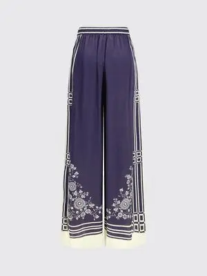 ALEMAIS Banderra High-waisted Floral-print Silk Palazzo Trousers - Ink