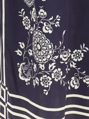 ALEMAIS Banderra High-waisted Floral-print Silk Palazzo Trousers - Ink