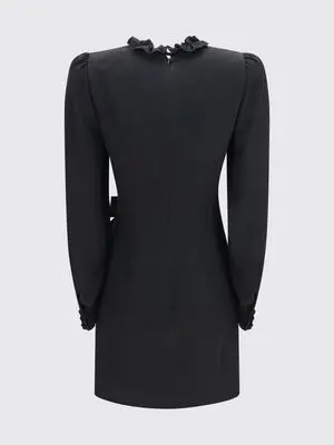 Alessandra Rich Pure Silk Wrap Mini Dress With Rouches Collar