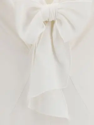 Alessandra Rich Crêpe Sheath Midi Dress With Bow And Front Slit