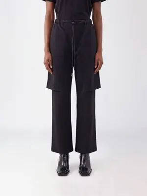 Sacai High-waisted Asymmetrical Straight-leg Cotton Trousers