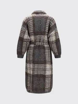 Brunello Cucinelli Check Mohair And Cashmere Robe Coat - Ivory