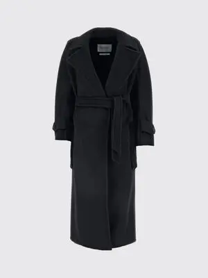 Max Mara Long Belted Robe Coat In Wool With Classic Lapels And A Back Vent