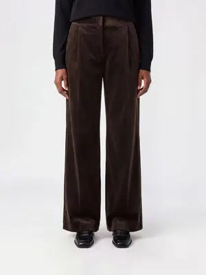 LARDINI Wide-leg Velvet Palazzo Trousers With High Waist And Pleats - Brown