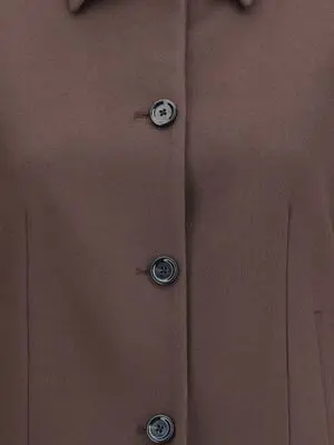 LARDINI Pure Virgin Wool Shirt Jacket With Classic Collar And Pockets - Brown