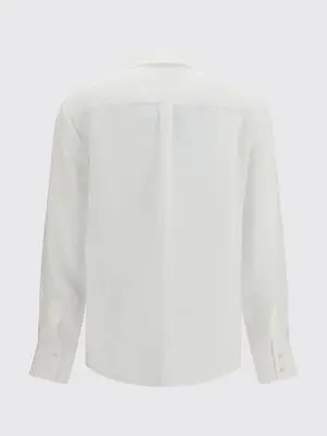 LARDINI Classic Pure Silk Shirt With French Collar And Concealed Placket - White
