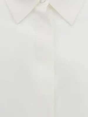 LARDINI Classic Pure Silk Shirt With French Collar And Concealed Placket - White